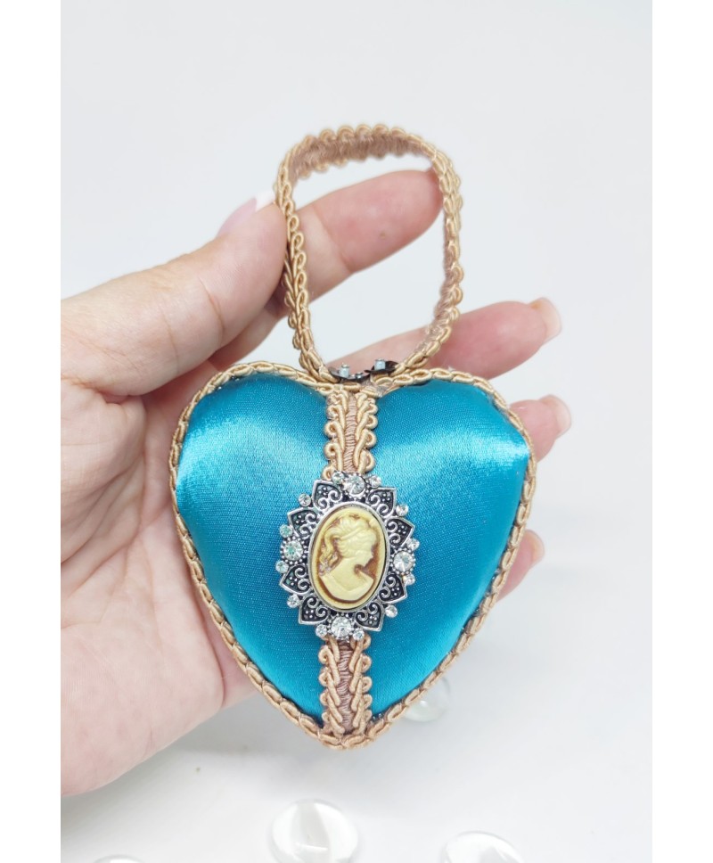 Blue Satin Heart - Ada Quilted Creations