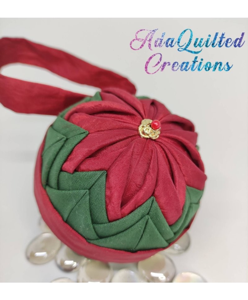 Red Poinsettia ornament - Ada Quilted Creations