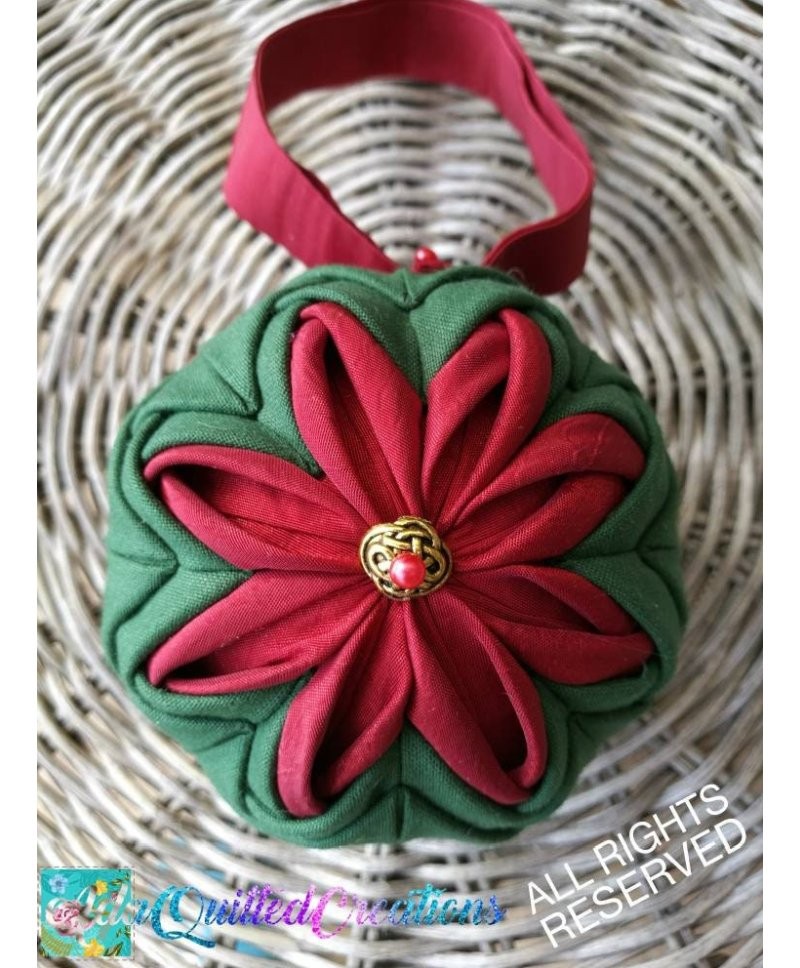 Red Poinsettia ornament - Ada Quilted Creations