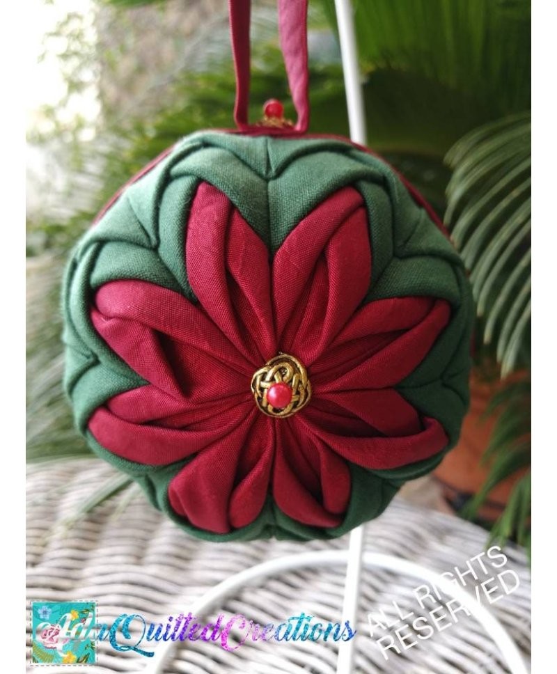 Red Poinsettia ornament - Ada Quilted Creations