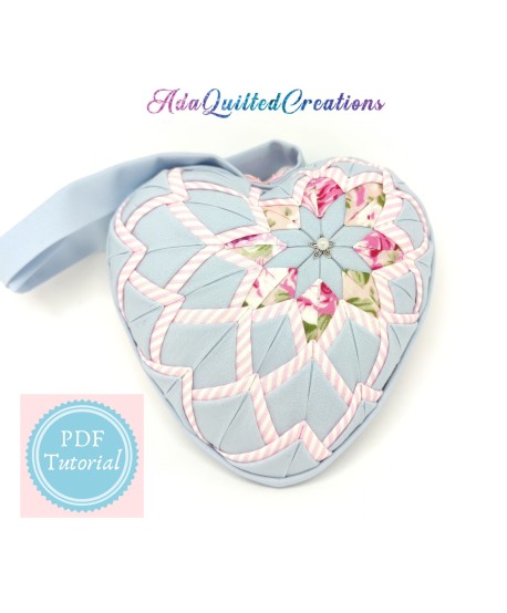 Blooming Heart flower pattern - PDF tutorial - Ada Quilted Creations